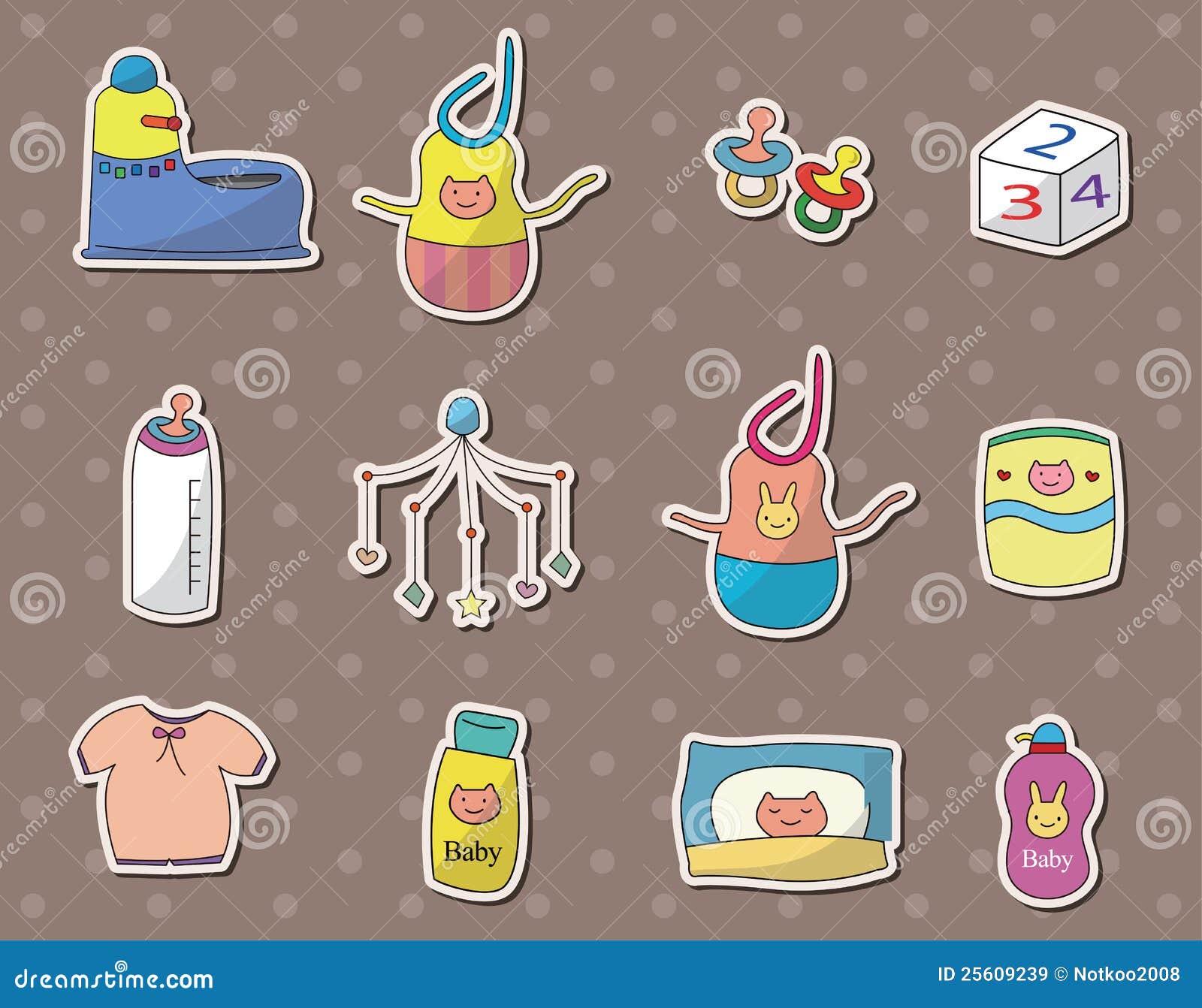 Baby stuff stickers stock vector. Illustration of birth - 25609239