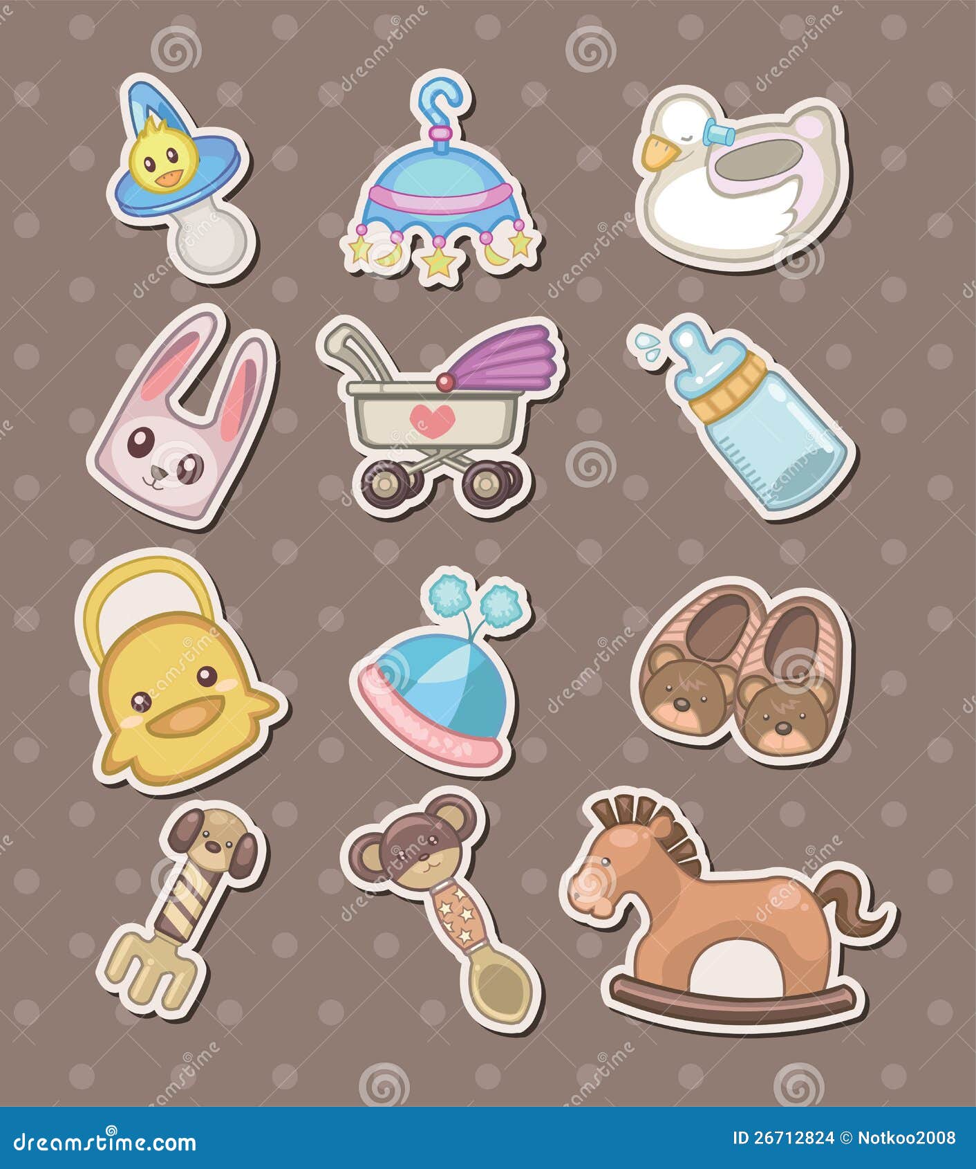 Baby stuff stickers stock vector. Illustration of cartoon - 26712824