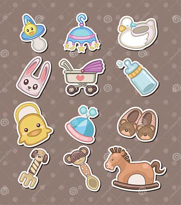 Baby stuff stickers stock vector. Illustration of cartoon - 26712824