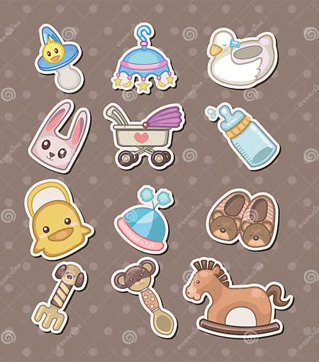 Baby stuff stickers stock vector. Illustration of cartoon - 26712824