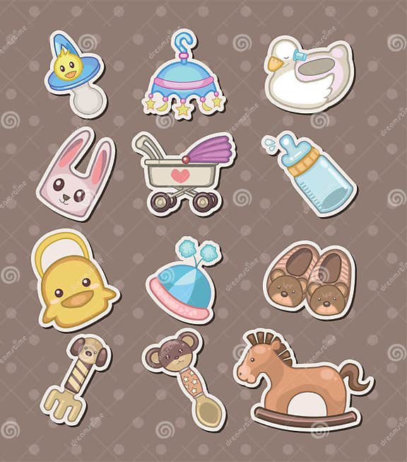 Baby stuff stickers stock vector. Illustration of cartoon - 26712824