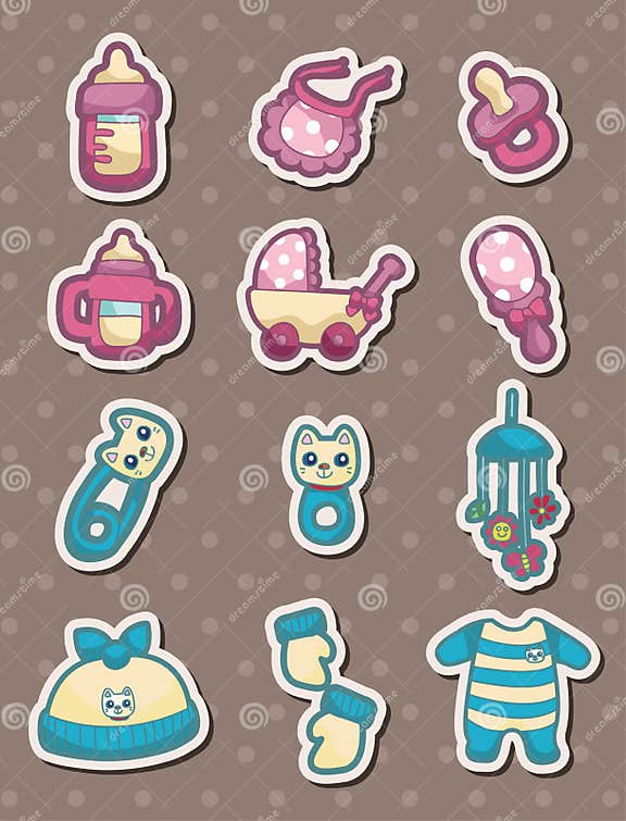 Baby stuff stickers stock vector. Illustration of happiness - 26972091