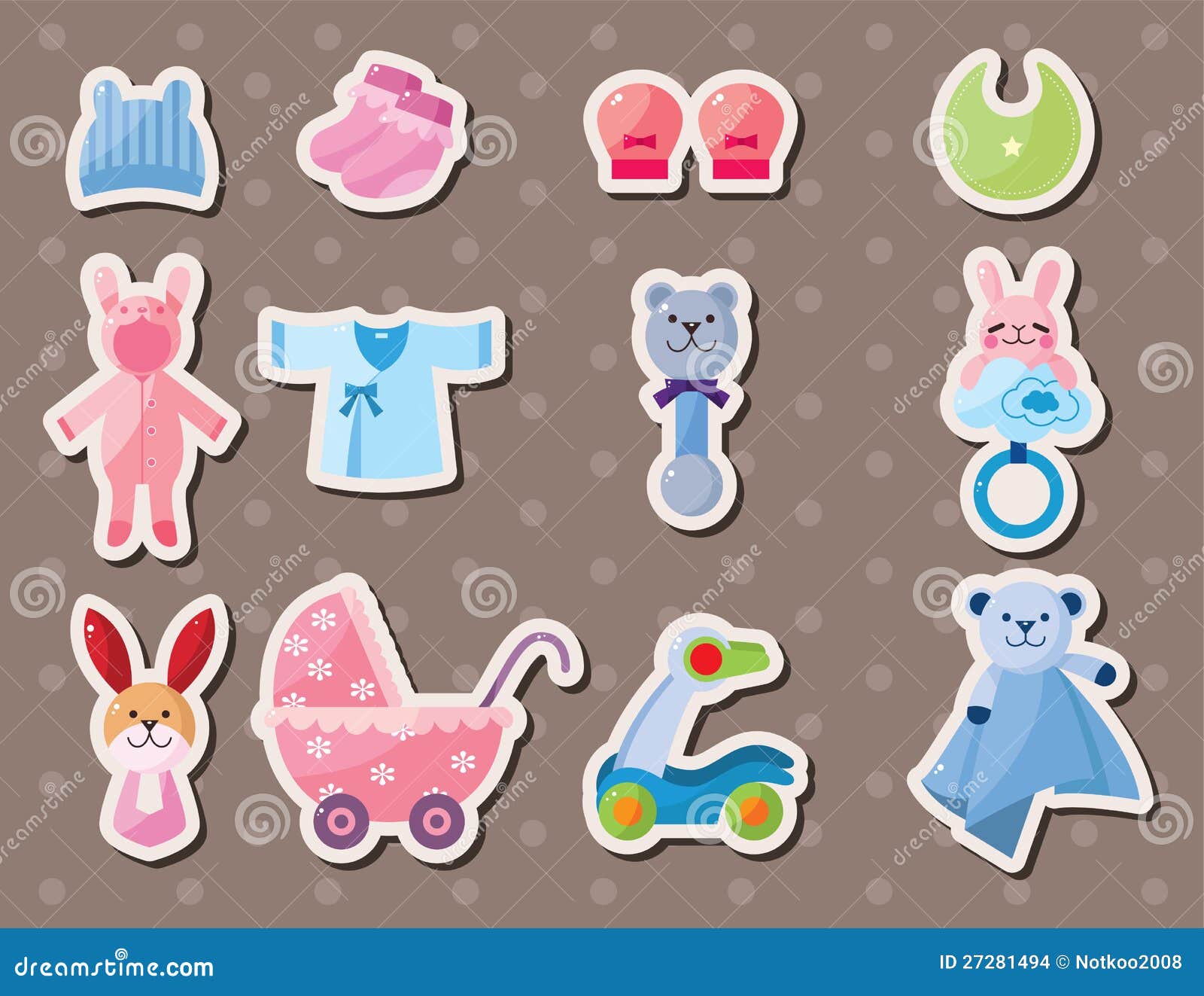 Baby stuff stickers stock vector. Illustration of fashion - 27281494