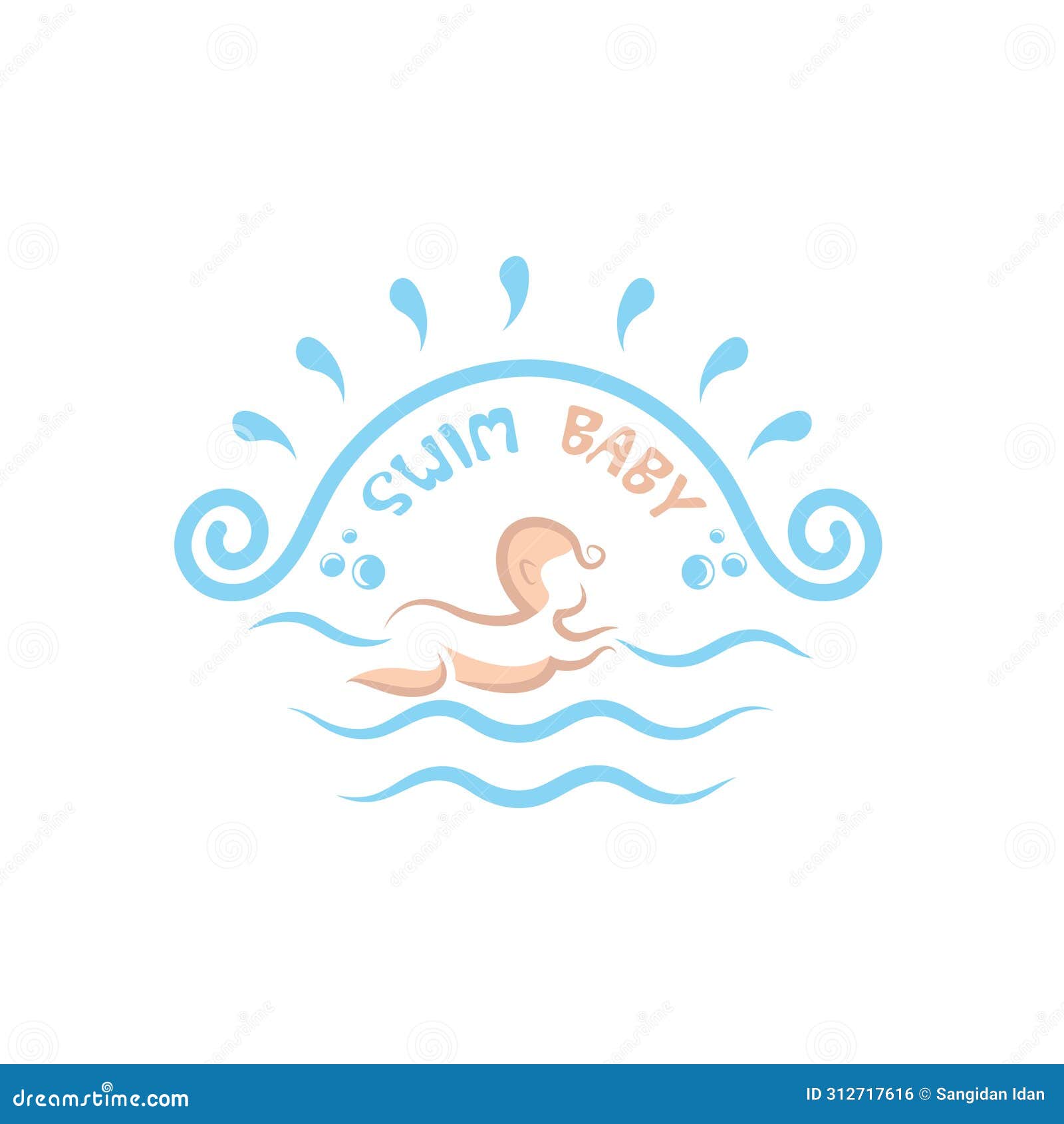 Baby Swimming Course Icon Vector Illustration Concept Design Template ...