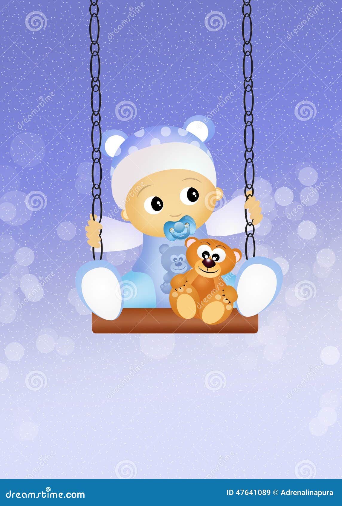 Baby on swing stock illustration. Illustration of unborn - 47641089