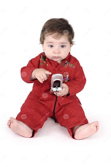 Baby Talking mobile phone stock photo. Image of baby, infant - 1318338