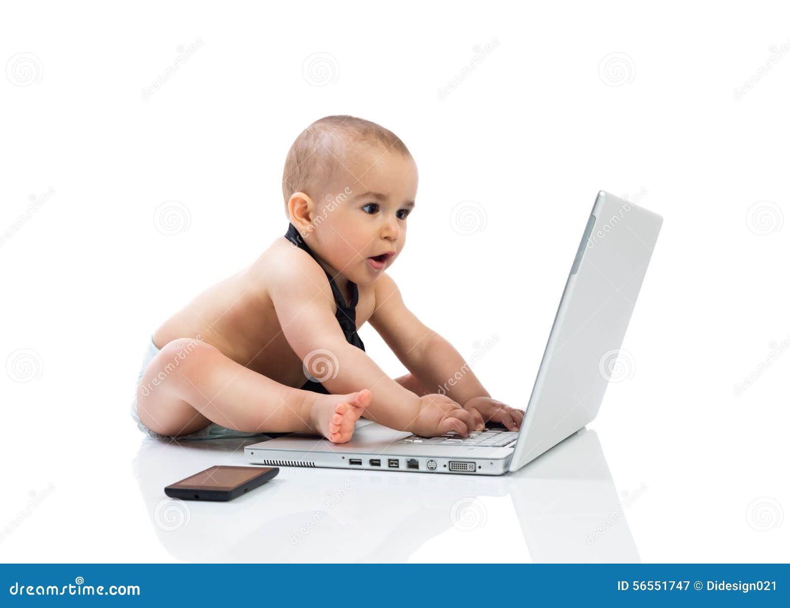 Baby Technological Communication Stock Image - Image of happy, cheerful ...