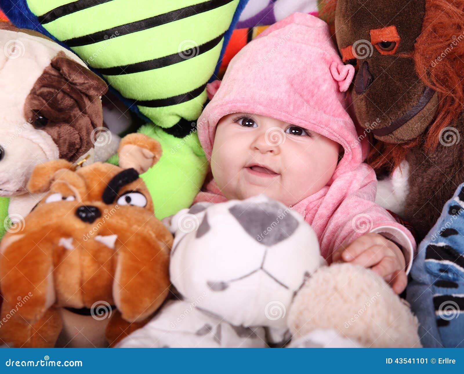 Baby and teddies stock image. Image of teddy, chubby - 43541101
