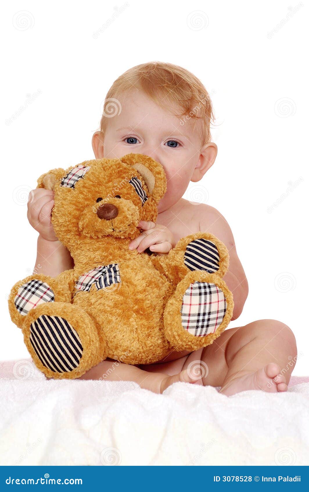 Baby with teddy stock photo. Image of cheerful, isolated - 3078528