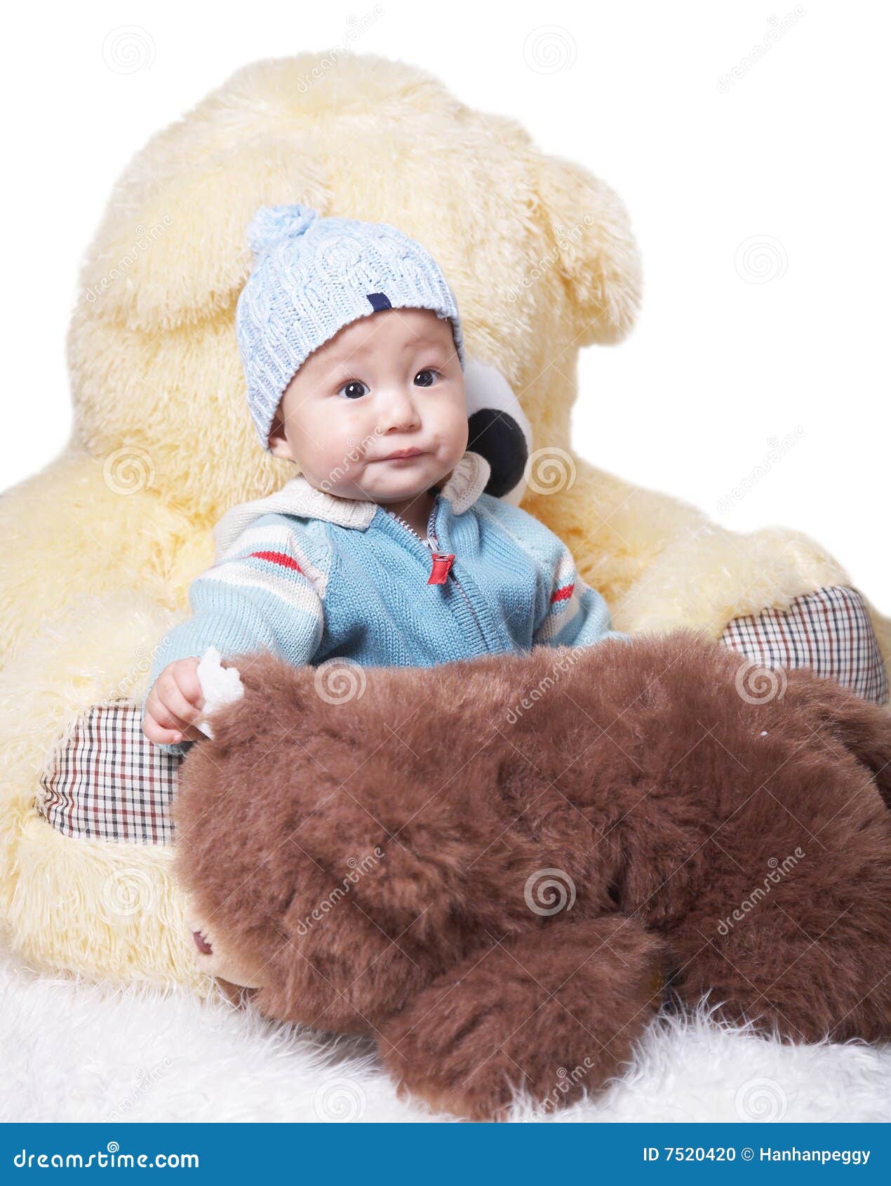 Baby and teddy bear stock photo. Image of enjoyment, happy - 7520420