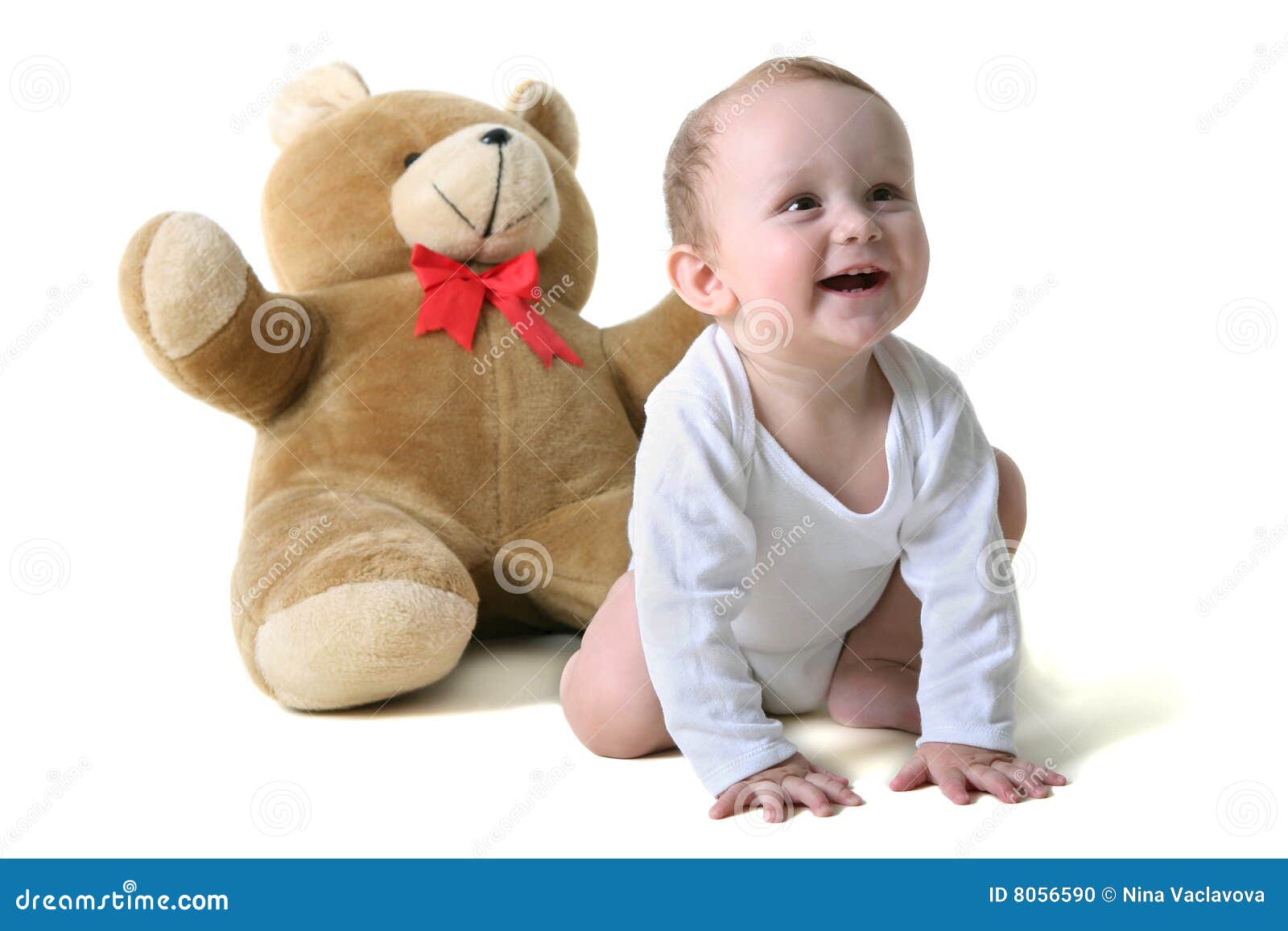 Baby with teddy bear stock photo. Image of laughing, newborn - 8056590