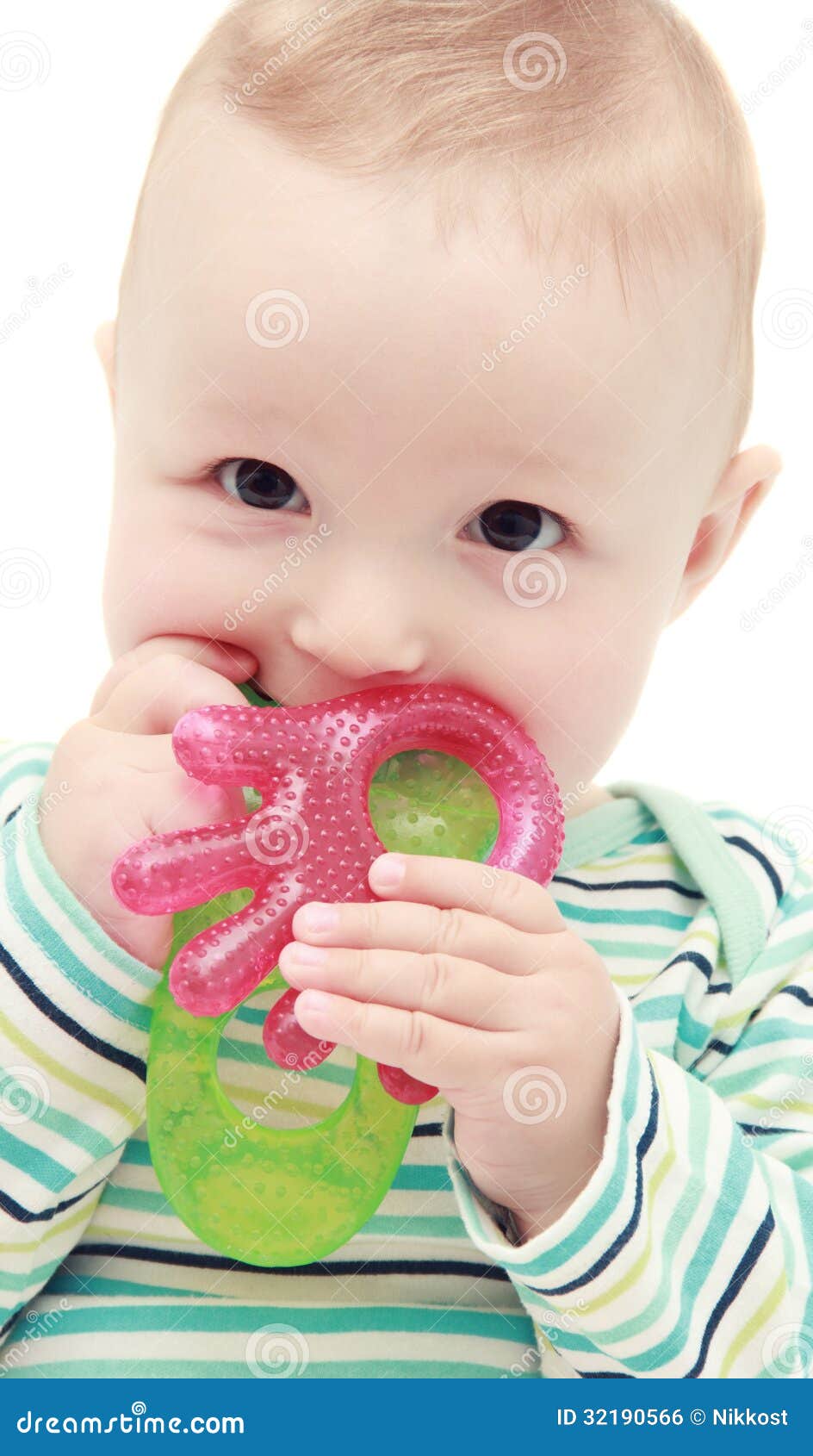 Baby with teether stock photo. Image of small, mouth - 32190566