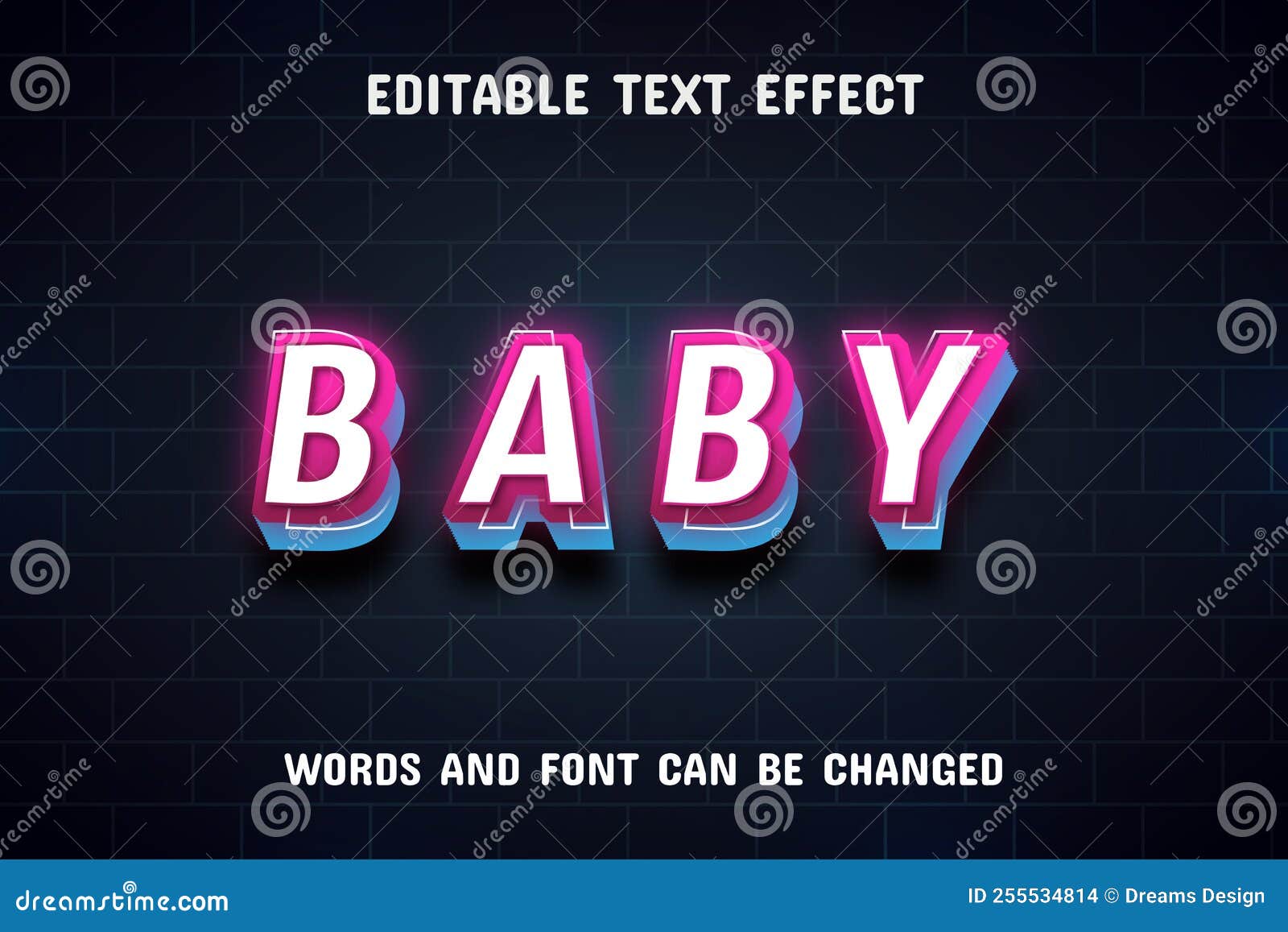 Baby Text - Editable Neon Text Effect Stock Vector - Illustration of ...
