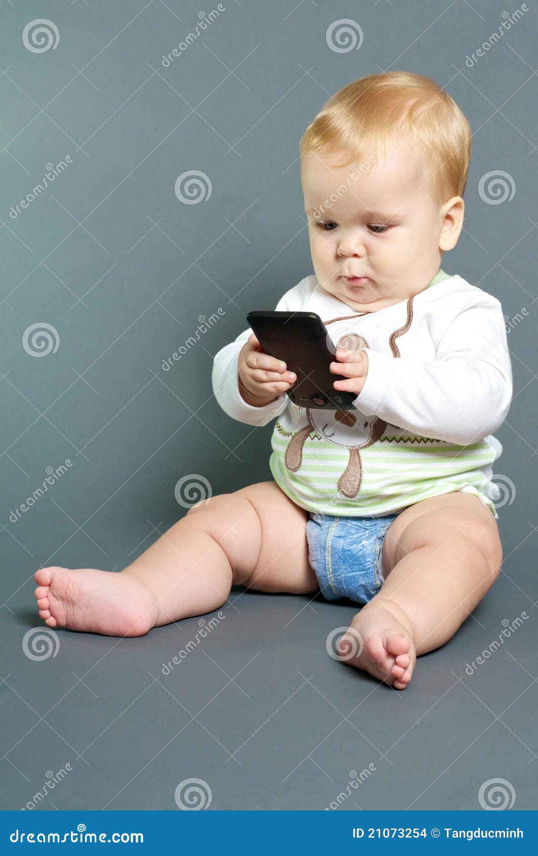 Baby texting smart phone stock photo. Image of expression - 21073254