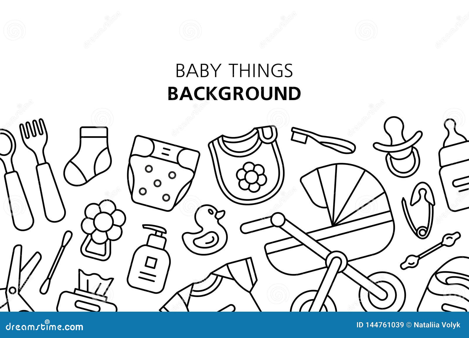 Baby things background stock vector. Illustration of newborn - 144761039