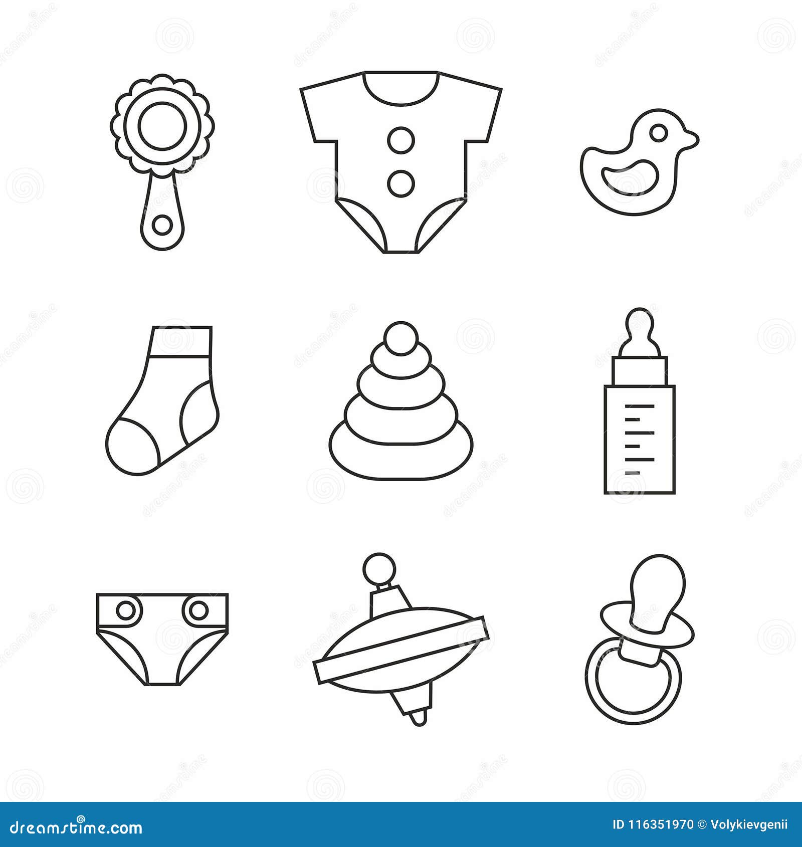 Baby things icons set stock vector. Illustration of child - 116351970