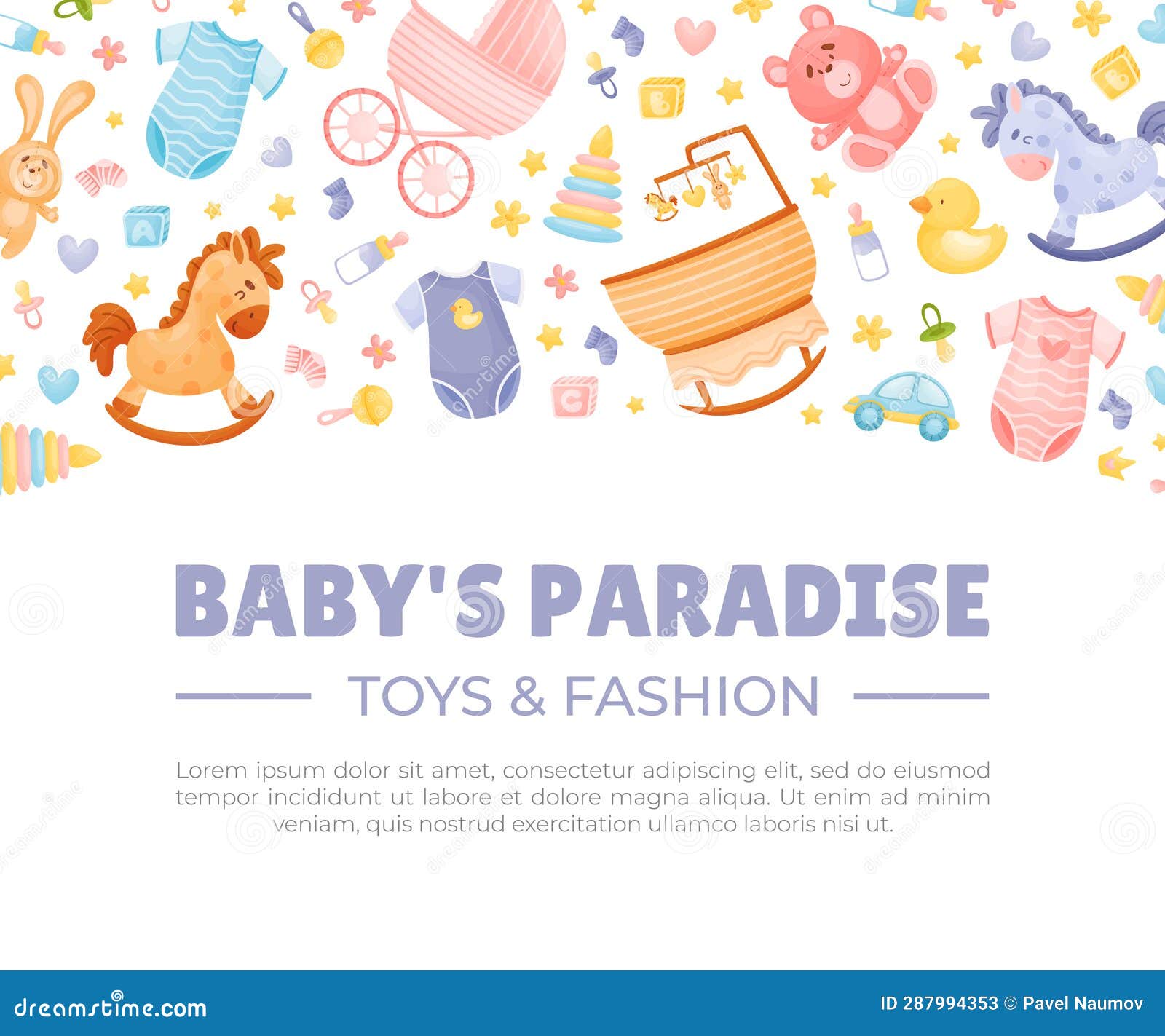Baby Things and Objects Store Banner Design Vector Template Stock ...