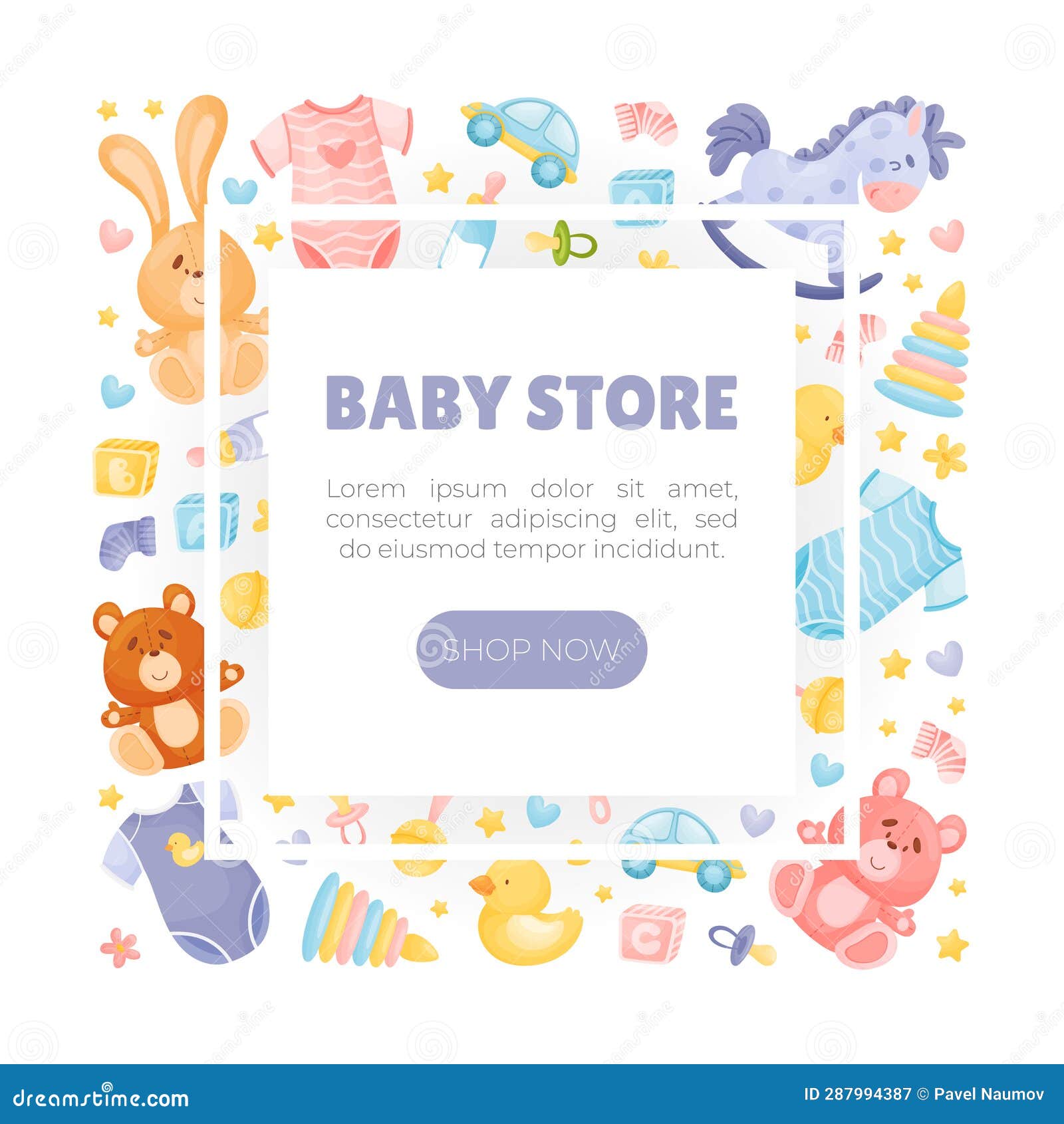 Baby Things and Objects Store Banner Design Vector Template Stock ...