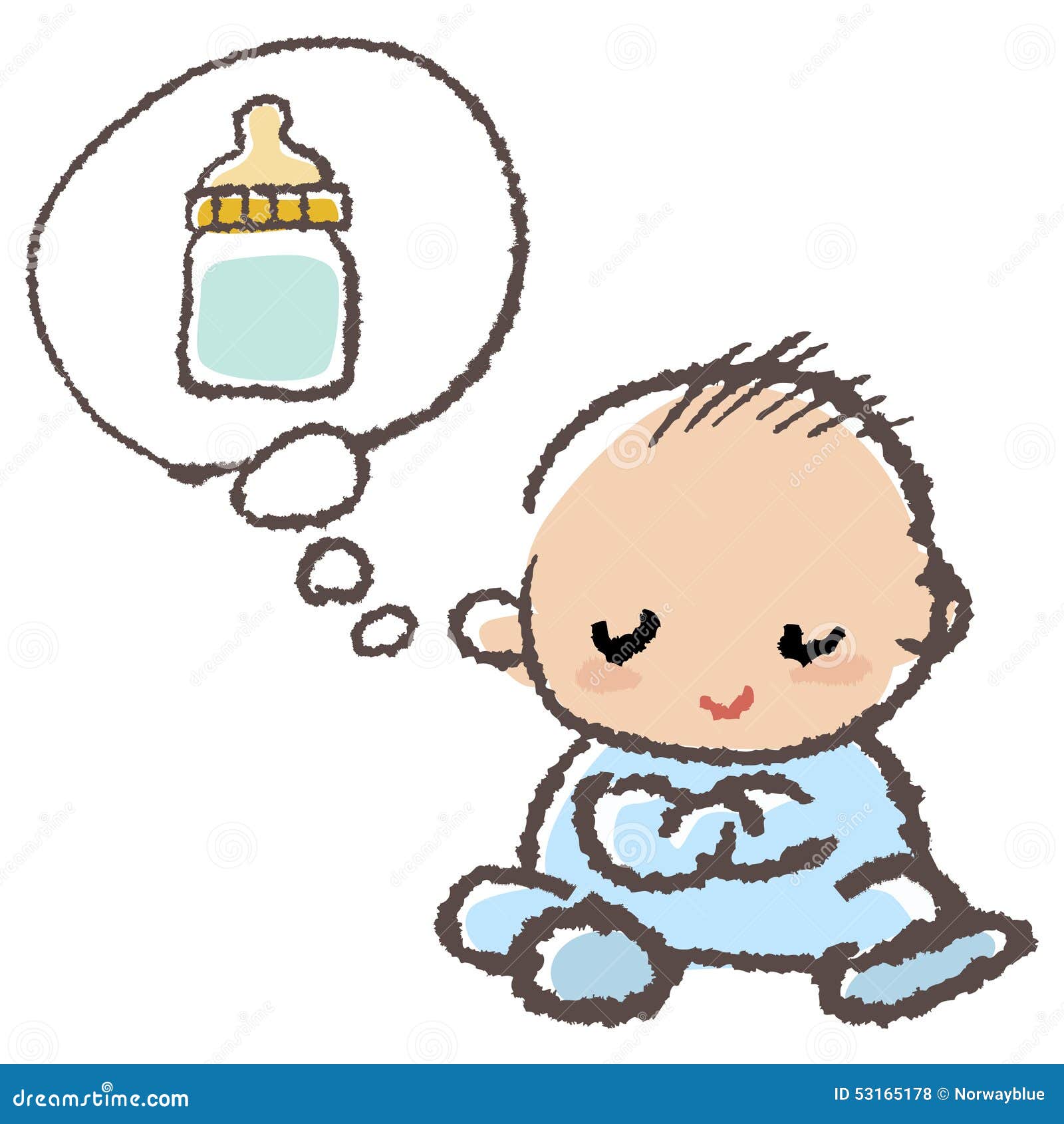 Baby thinking milk stock vector. Illustration of romper - 53165178