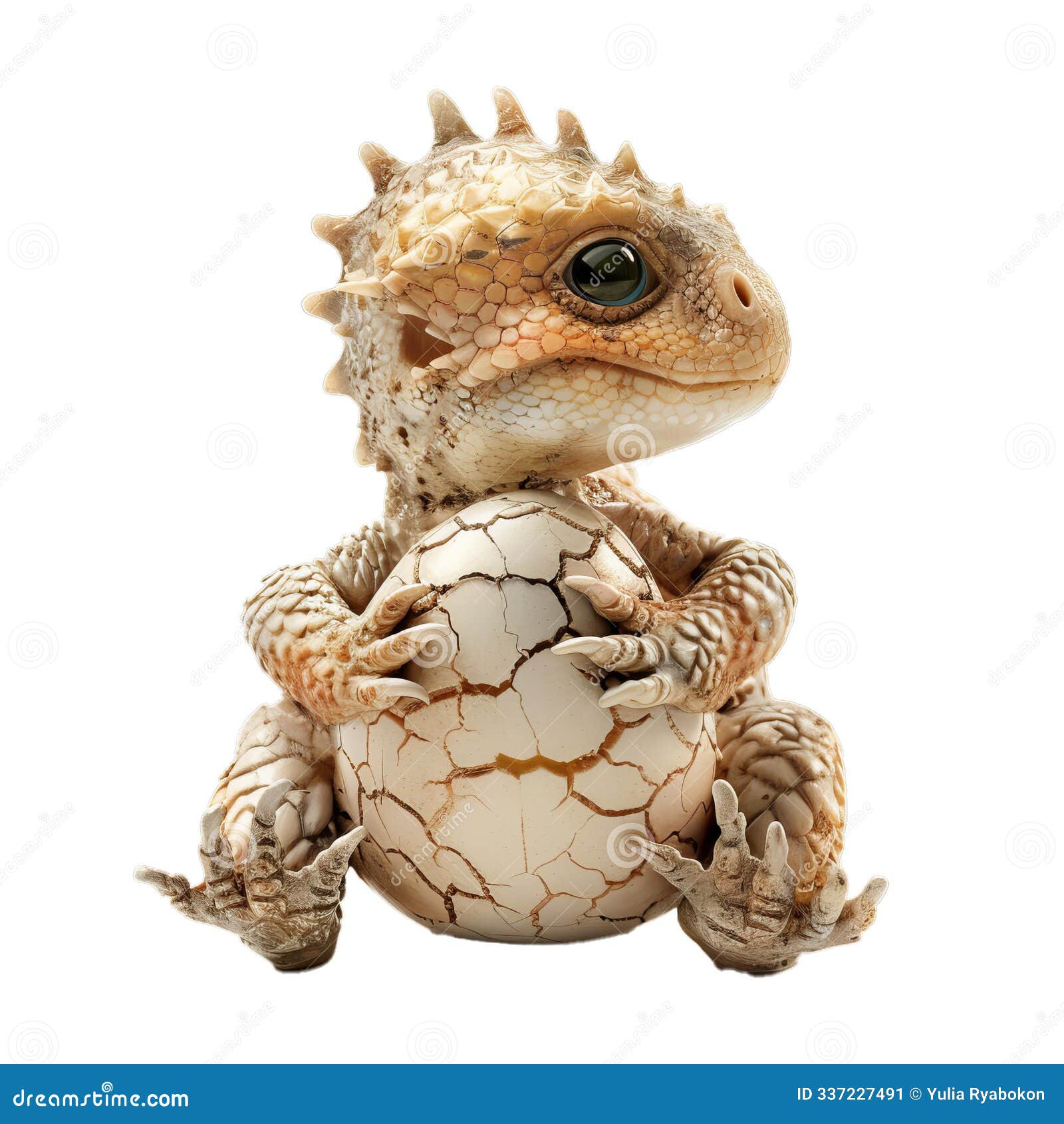 Baby Thorny Devil Lizard Hatching from Egg Looking Up Isolated Stock ...