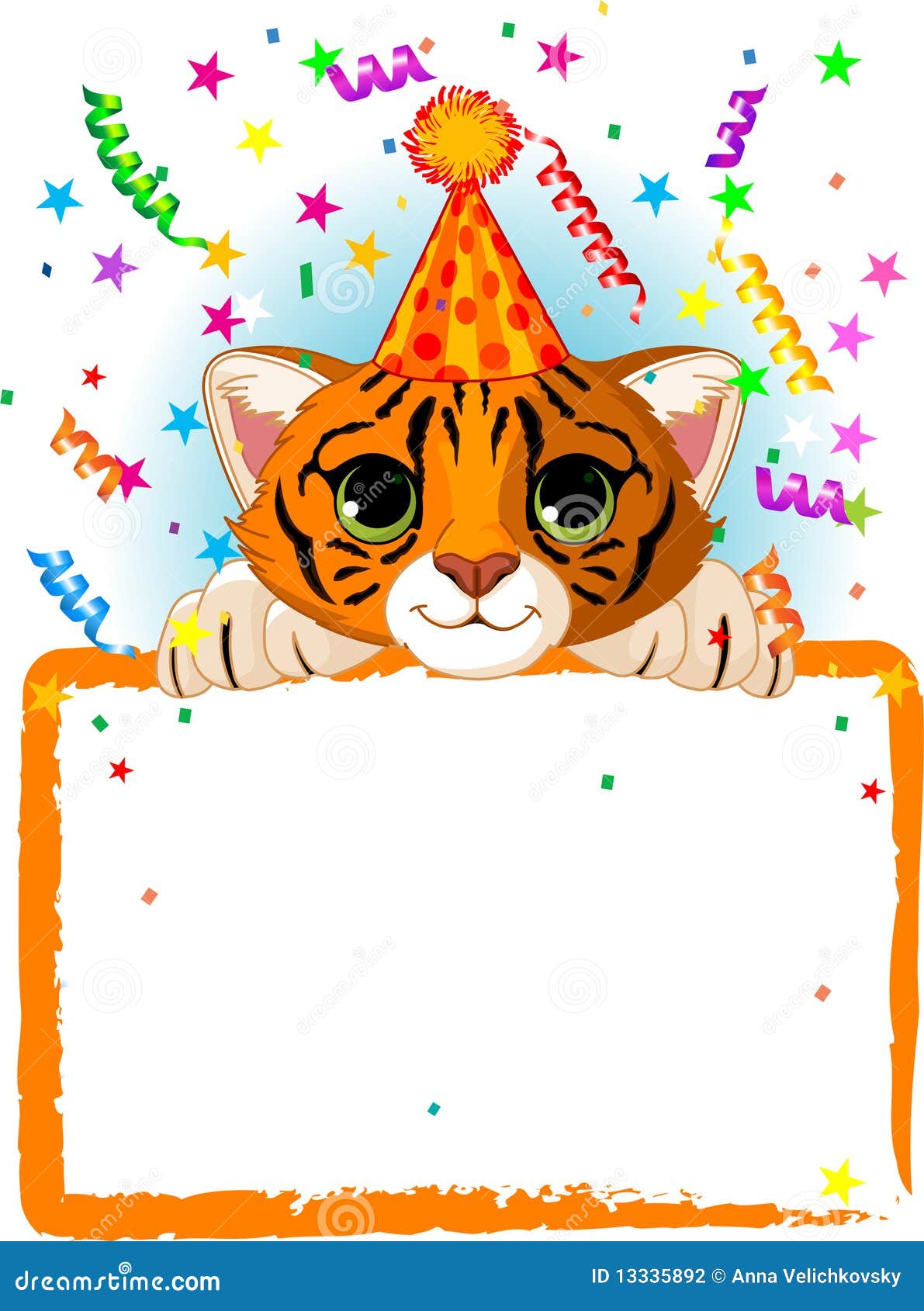 Baby Tiger Birthday stock vector. Illustration of blank - 13335892