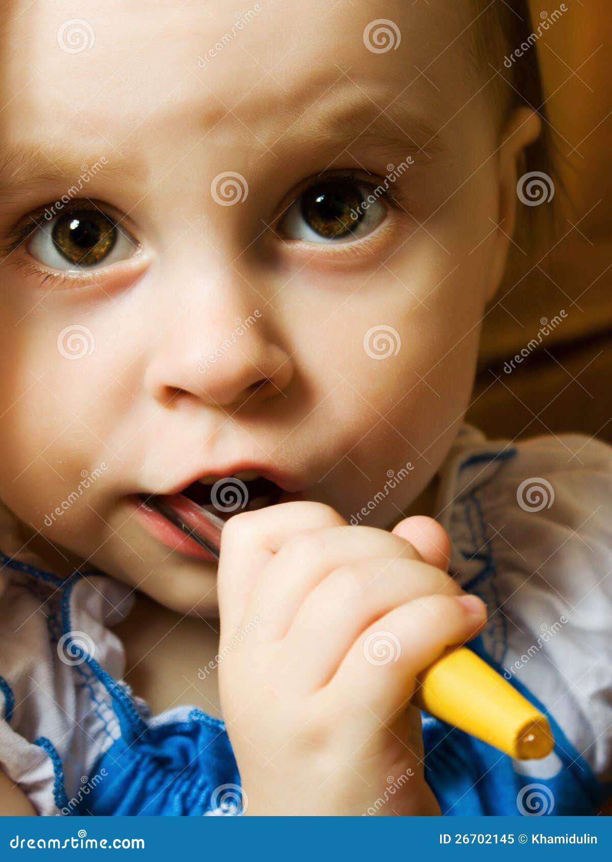 Baby with toothbrush stock image. Image of caucasian - 26702145