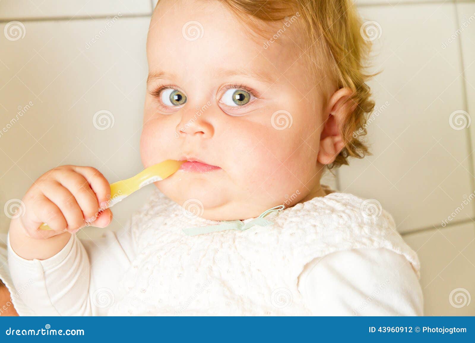 Baby with toothbrush stock photo. Image of funny, child - 43960912