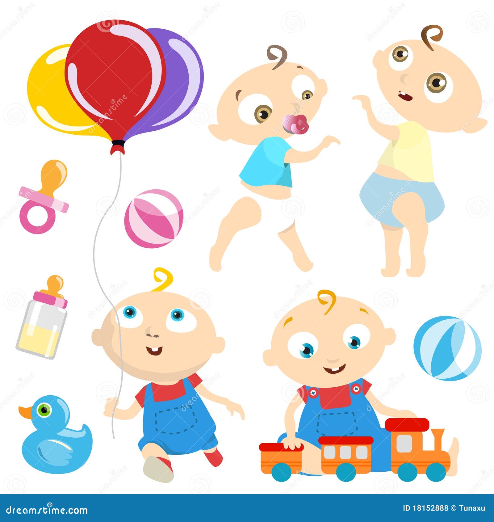 Baby with toy stock vector. Illustration of collection - 18152888