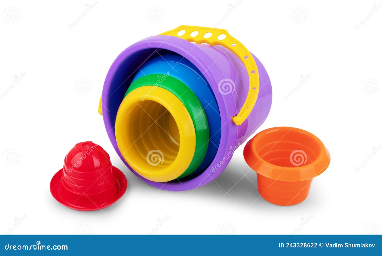 Baby Toy Bucket Isolated on White Stock Photo - Image of playing ...