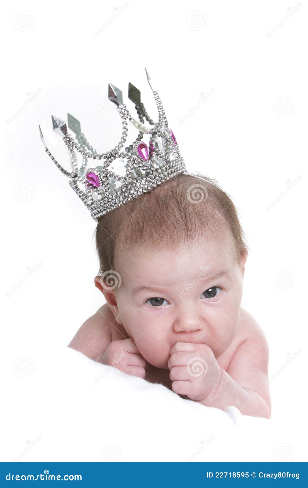 Baby in Toy Crown Over White Stock Image - Image of child, crown: 22718595
