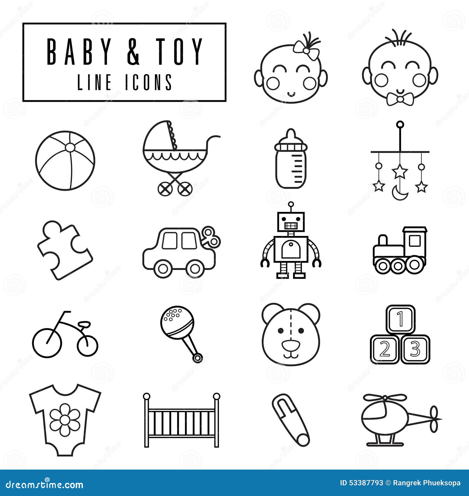 Baby and toy icons stock vector. Image of babe, feet - 53387793