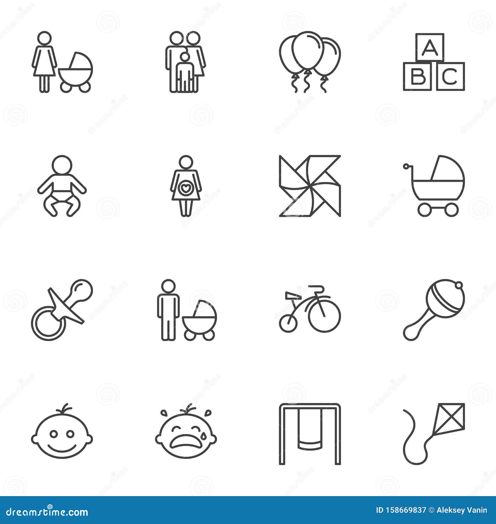Baby toys line icons set stock vector. Illustration of outline - 158669837 Baby toys line icons set stock vector. Illustration of outline - 158669837