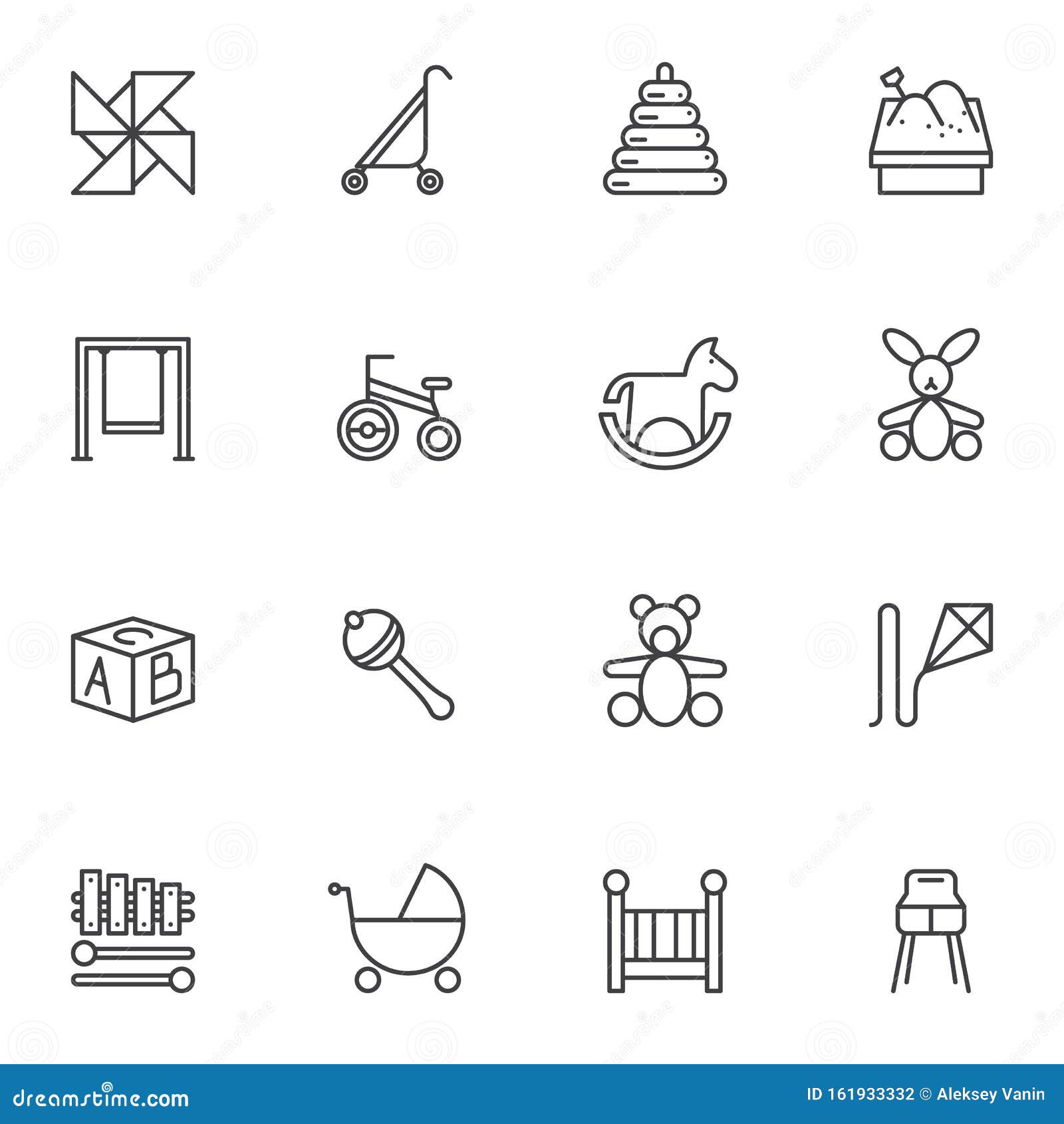 Baby toys line icons set stock vector. Illustration of pixel - 161933332 Baby toys line icons set stock vector. Illustration of pixel - 161933332