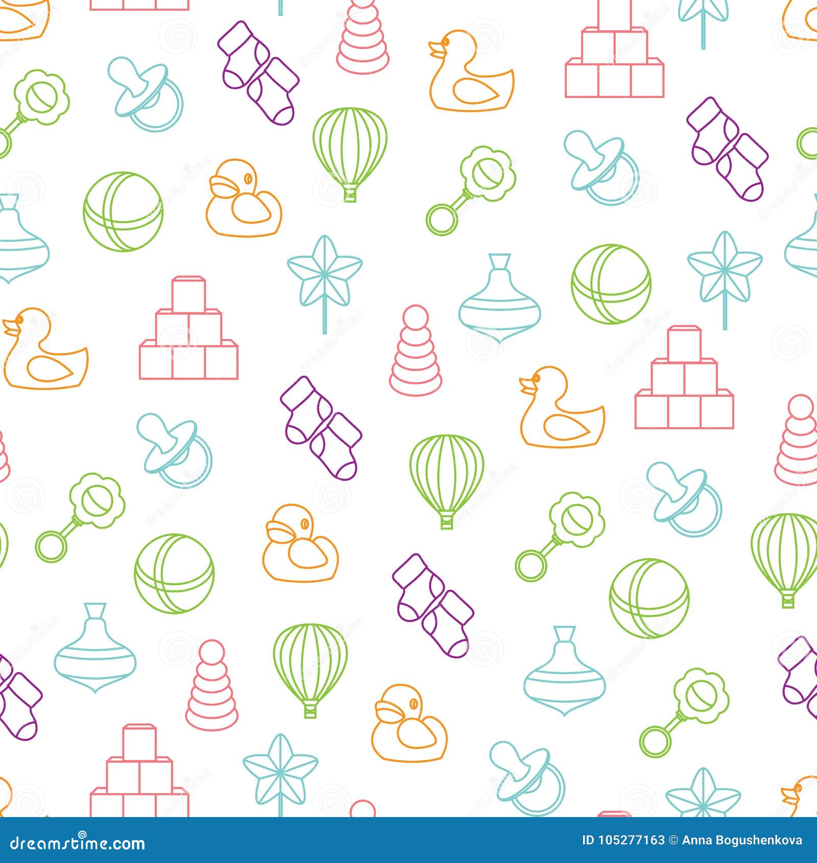 Baby Toys Seamless Pattern on White Background Stock Vector ...