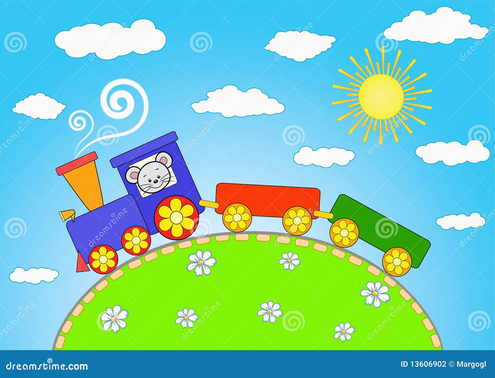 Baby train. stock vector. Illustration of wagon, cloud - 13606902