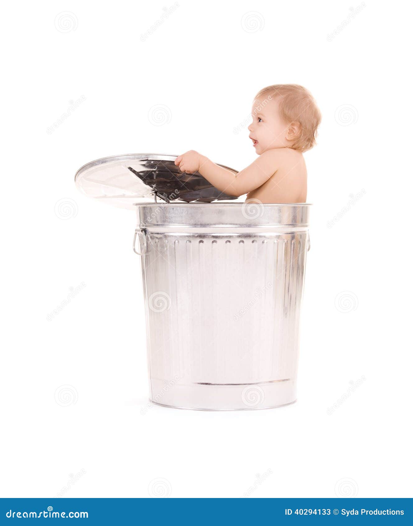 Baby in trash can stock image. Image of garbage, discard - 40294133