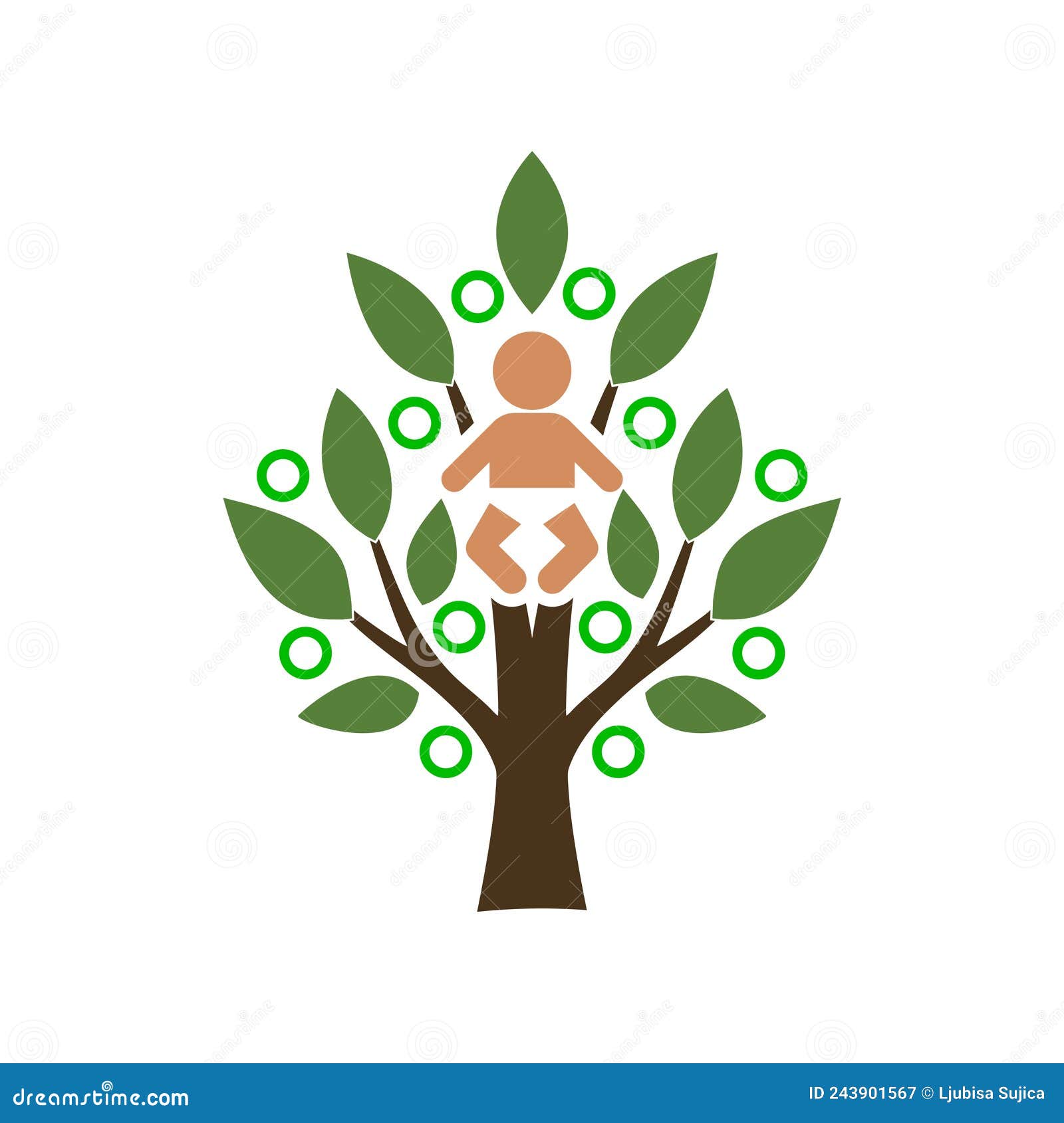 Baby in Tree Icon Isolated on White Background Stock Vector ...