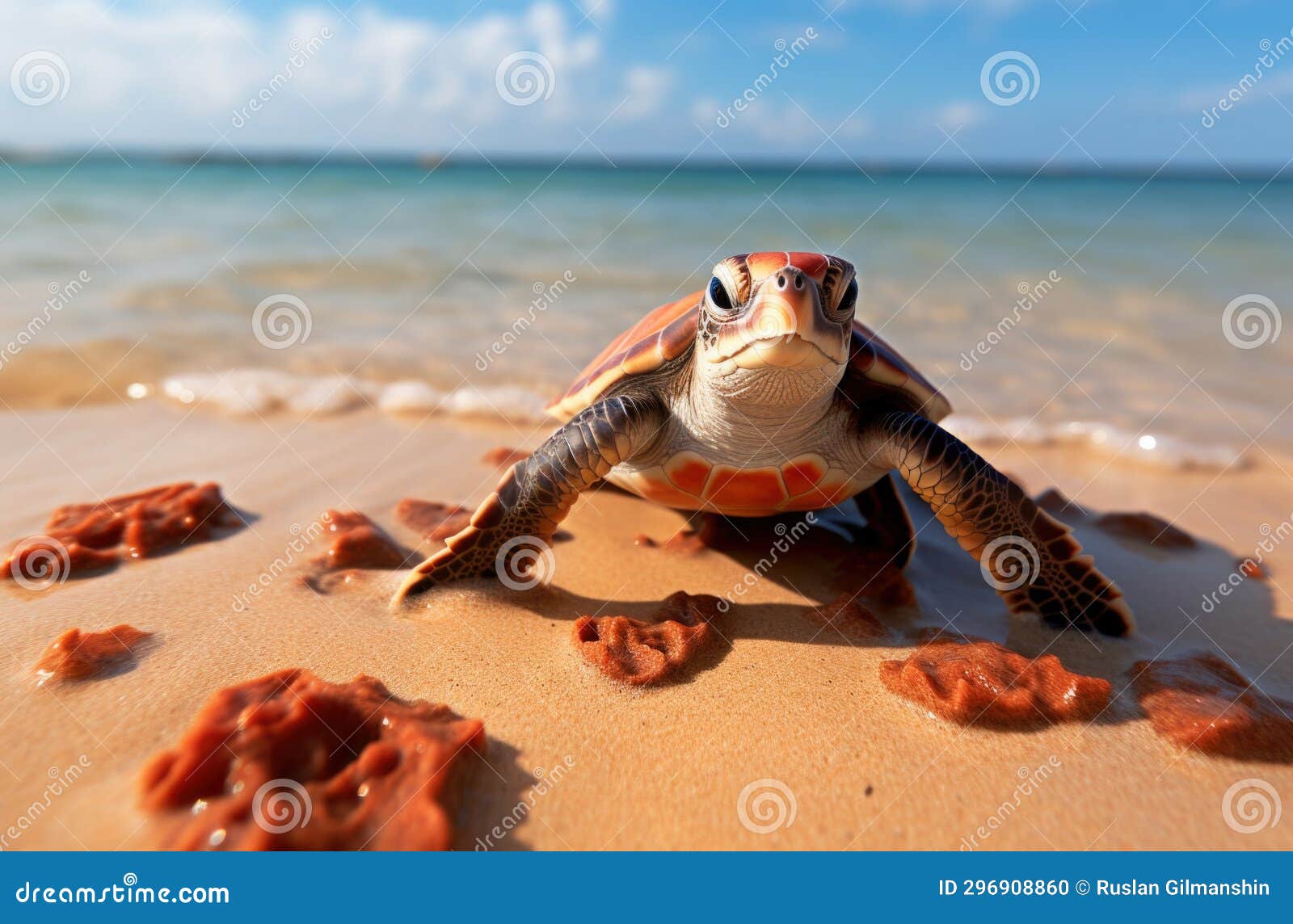 Baby Turtle Doing Her First Steps To the Ocean Stock Photo - Image of ...