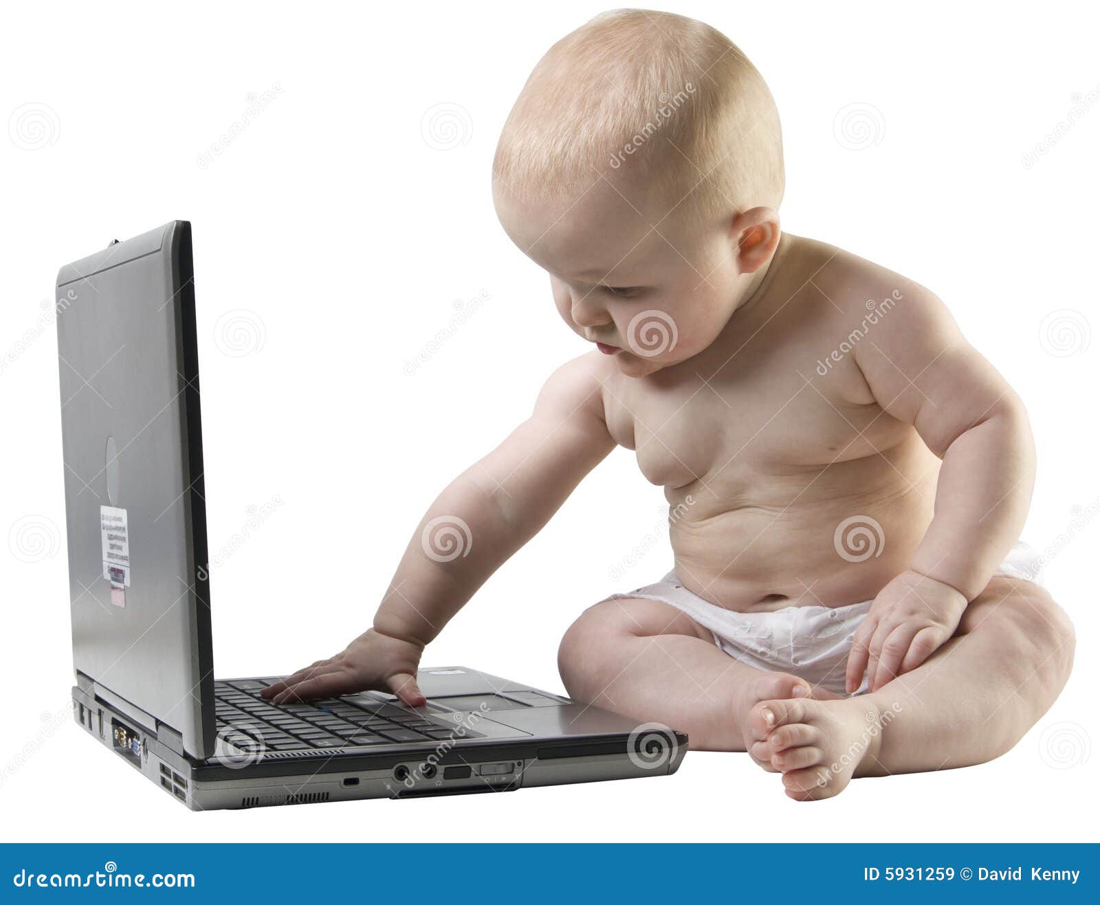Baby Typing Somthing On Laptop. Picture Image: 5931259