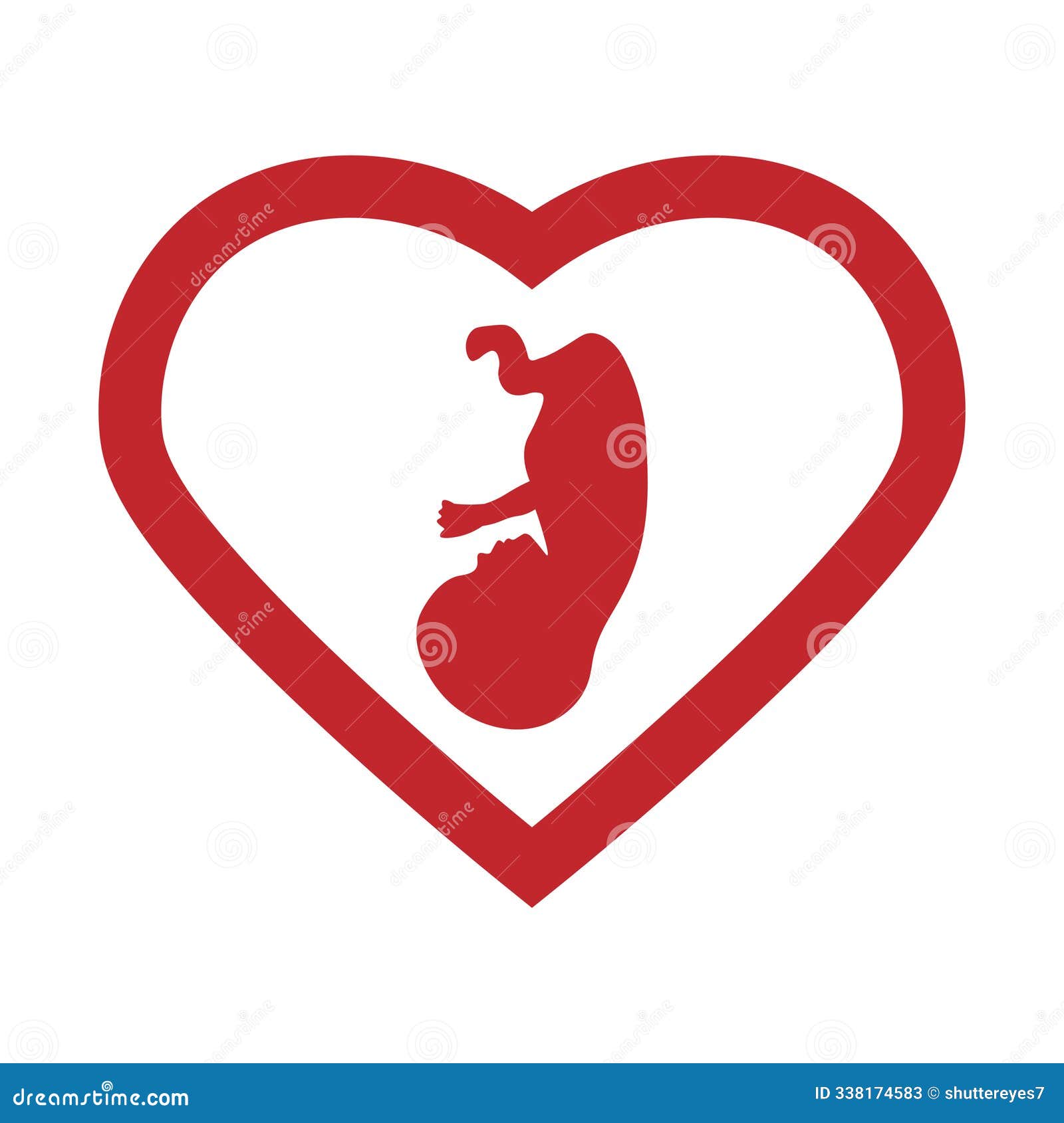 Baby Unborn in Heart Icon stock illustration. Illustration of happiness ...
