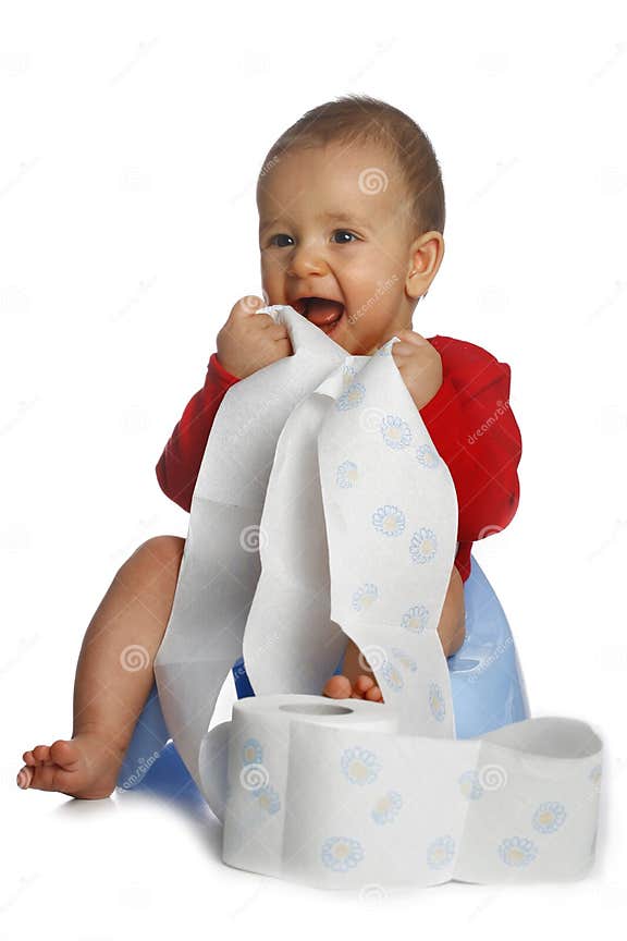 Baby with unrolled papper stock photo. Image of blouse - 2247700