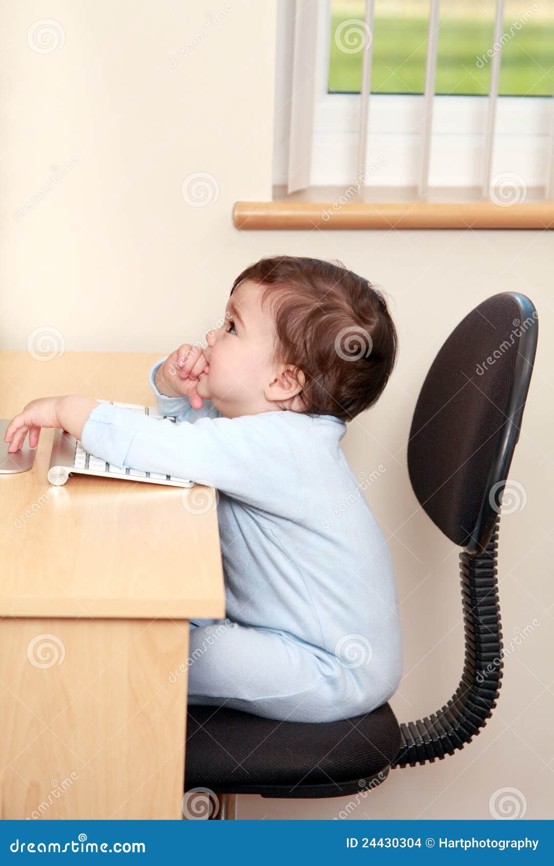 Baby using computer stock photo. Image of concentration - 24430304