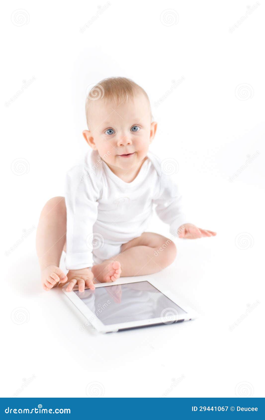 Baby using digital tablet stock image. Image of education - 29441067