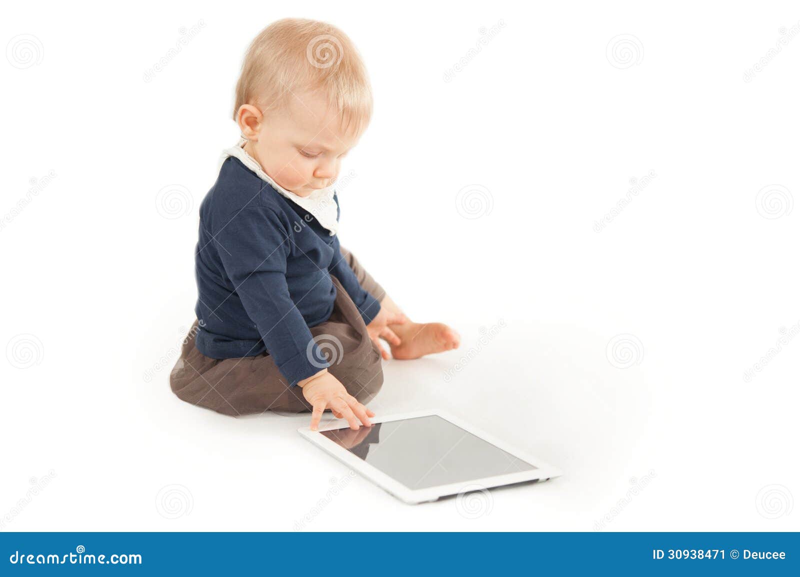 Baby using digital tablet stock image. Image of future - 30938471