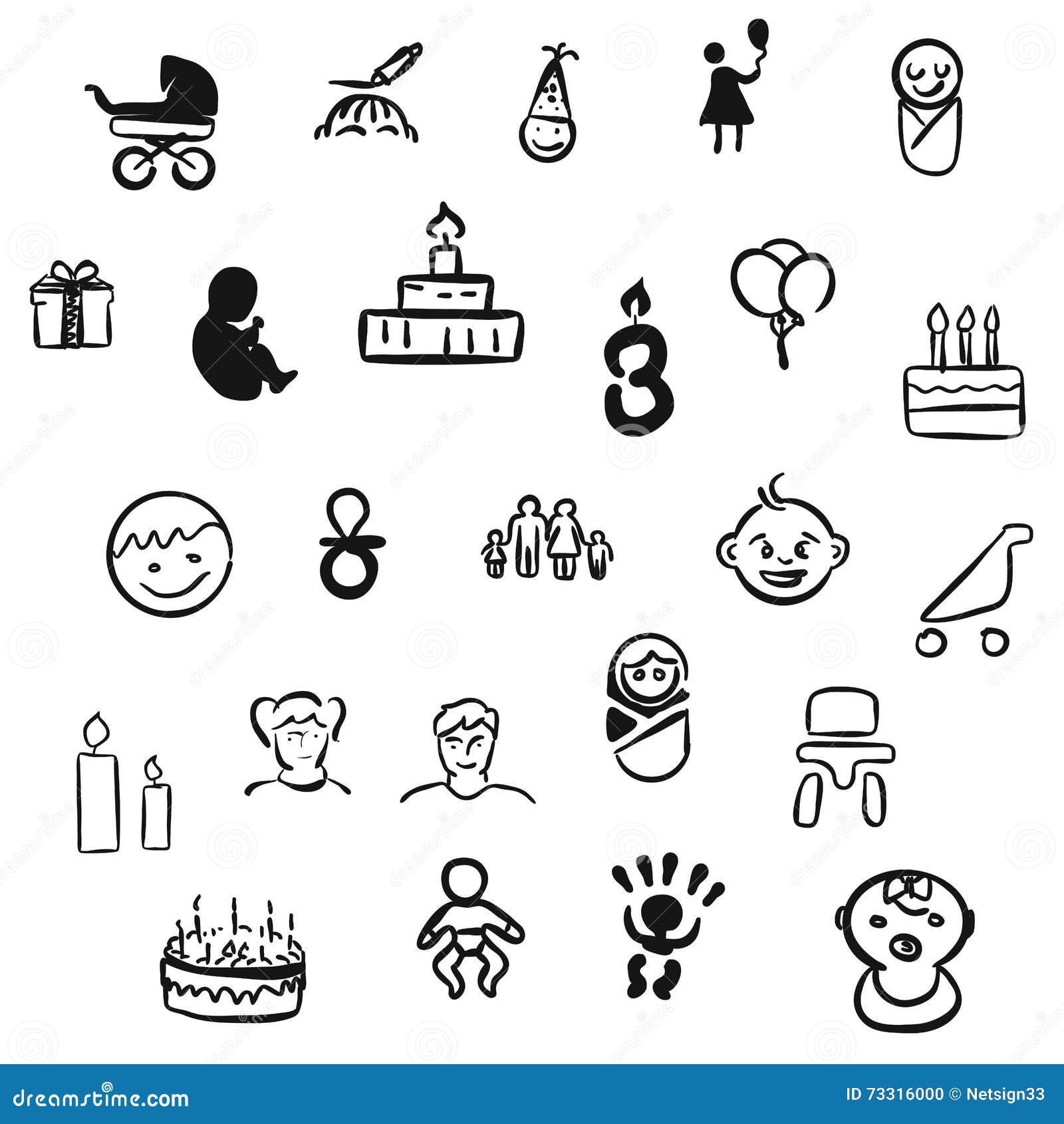 Baby Vector Doodles stock vector. Illustration of symbol - 73316000