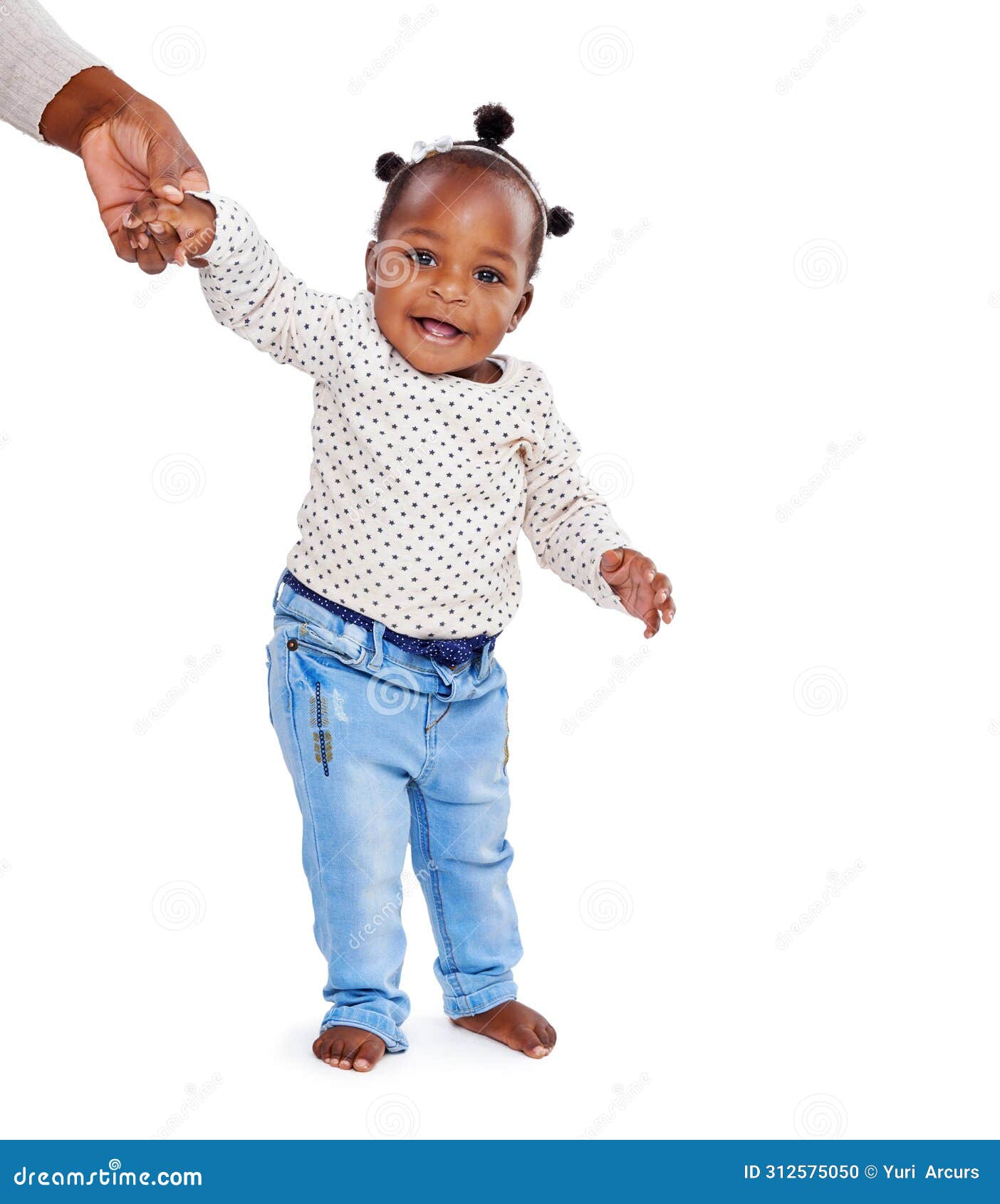 Baby, Walking and Hand in Studio for Help, Support and Balance with ...