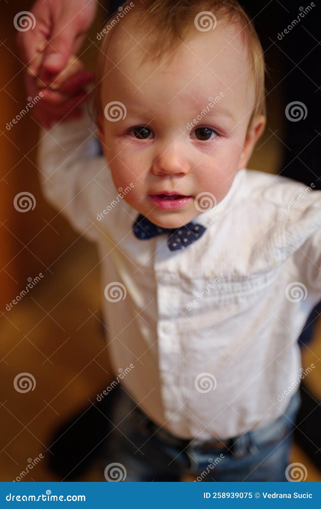 Baby Walking with a Help of His Father Stock Image - Image of human ...