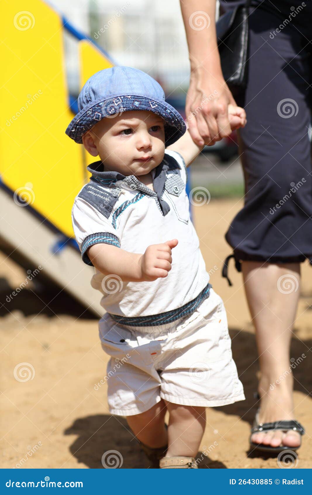 Baby Walking with Mother S Assistance Stock Image - Image of ...