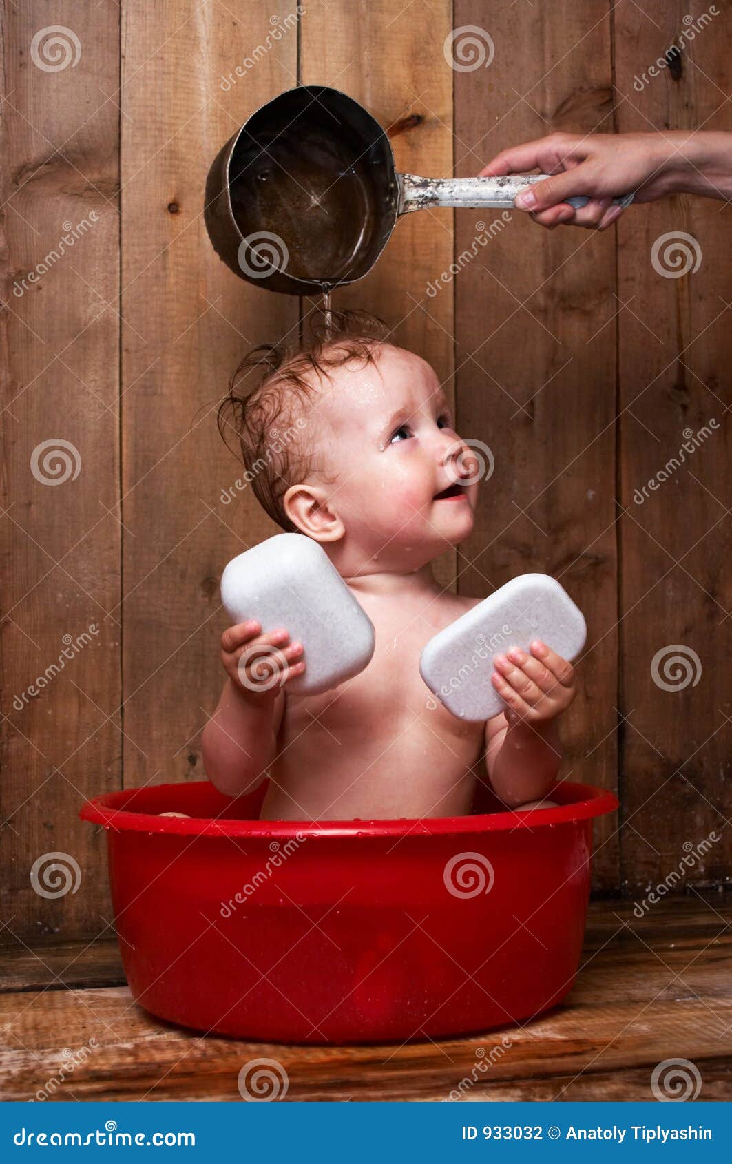 Baby is washing up stock photo. Image of girl, gladness - 933032