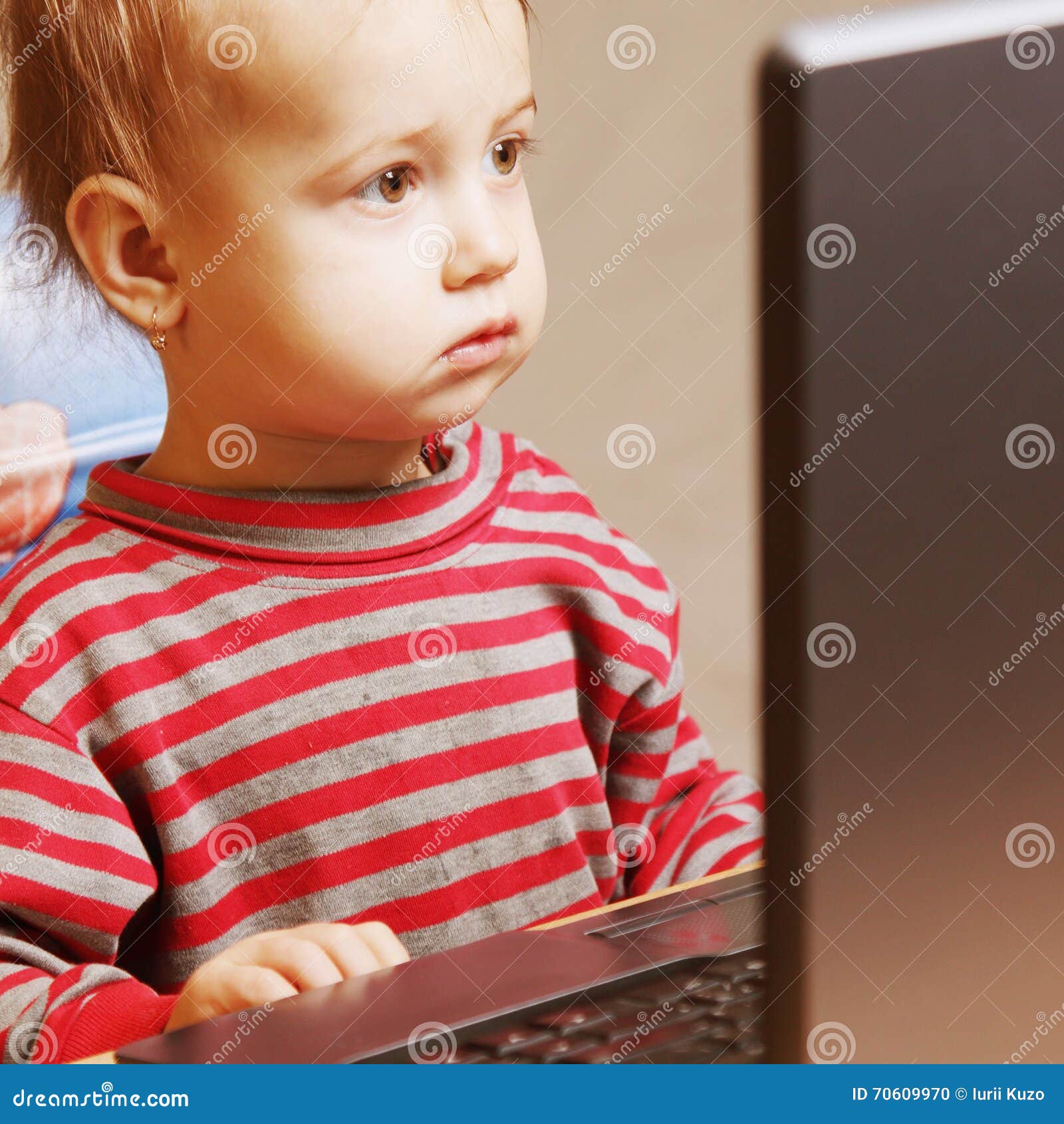 Baby is watching computer stock photo. Image of technology - 70609970